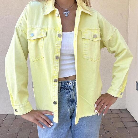 Jackets & Coats | Yellow Denim Neon Jean Jacket | Poshmark